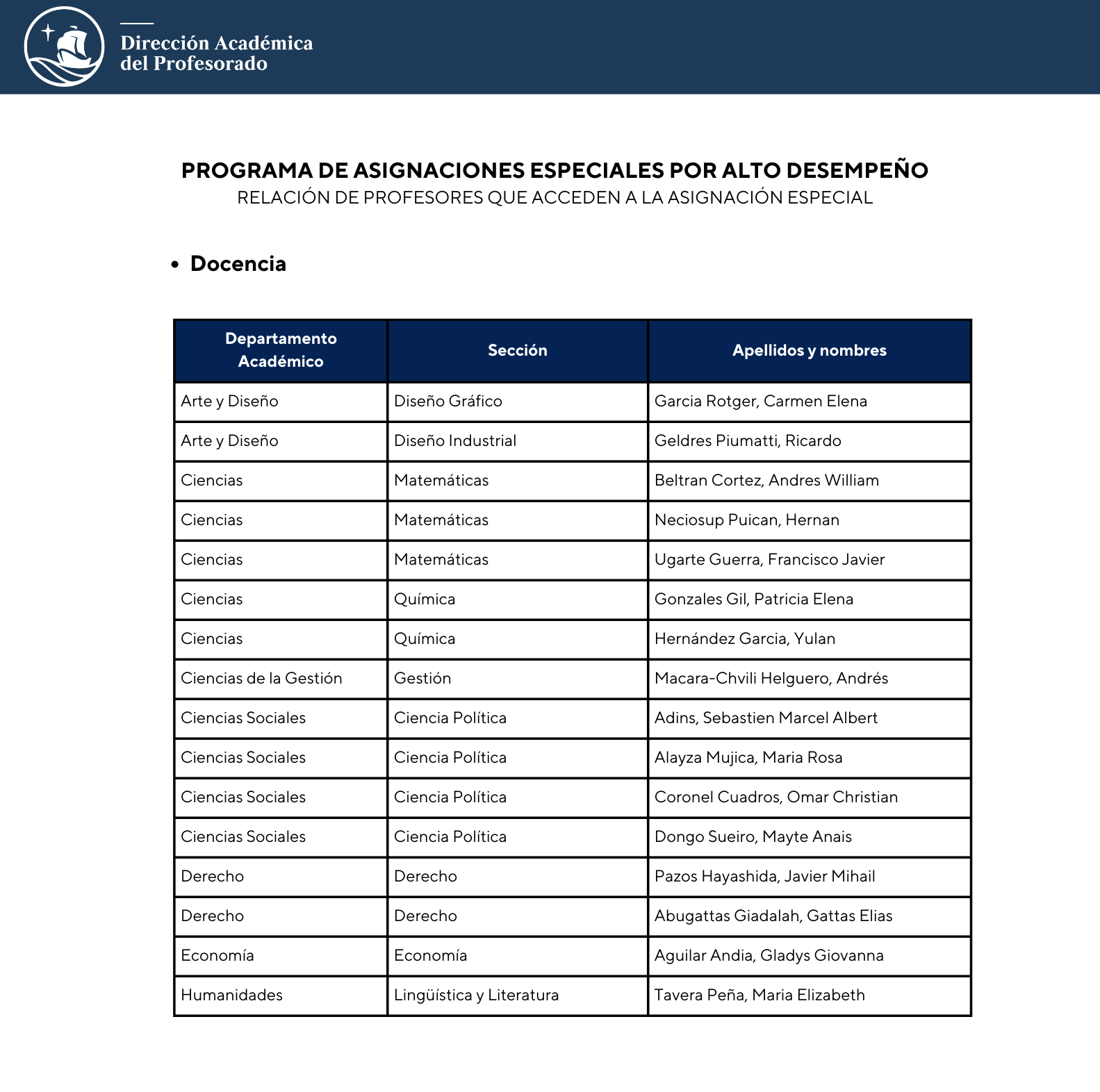 DOCENCIA - Portal del profesorado PUCP
